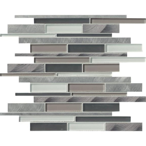 Cityscape Interlocking 12 in. x 12 in. x 8mm Glass and Metal Mesh ...