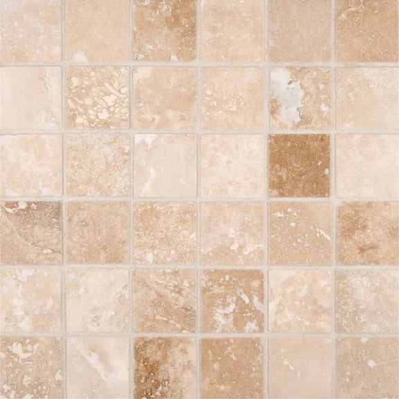 Ivory 12 in. x 12 in. x 10 mm Honed Travertine Mosaic Tile (10 sq. ft ...