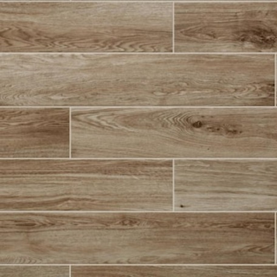 Trace Meadow 6 in. x 36 in. Golden Brown Glazed Porcelain Floor and ...