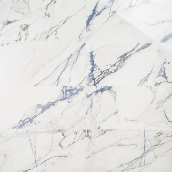 Calacatta Indigo 12 in. x 24 in. Polished Porcelain Floor and Wall Tile ...