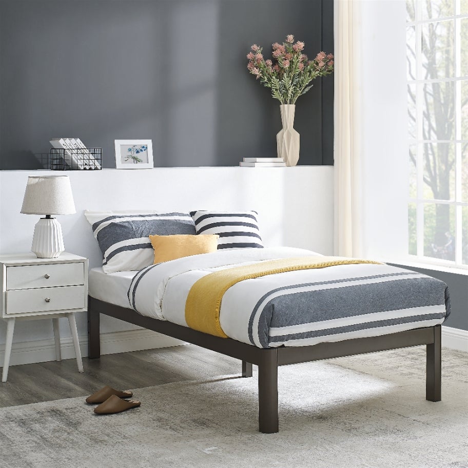 Mainstays Wood Slat Bronze Metal Bed Frame, Queen | MAS Discount Outlet